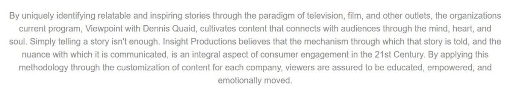 Insight Productions – CREATE . ENGAGE . INFORM . EDUCATE